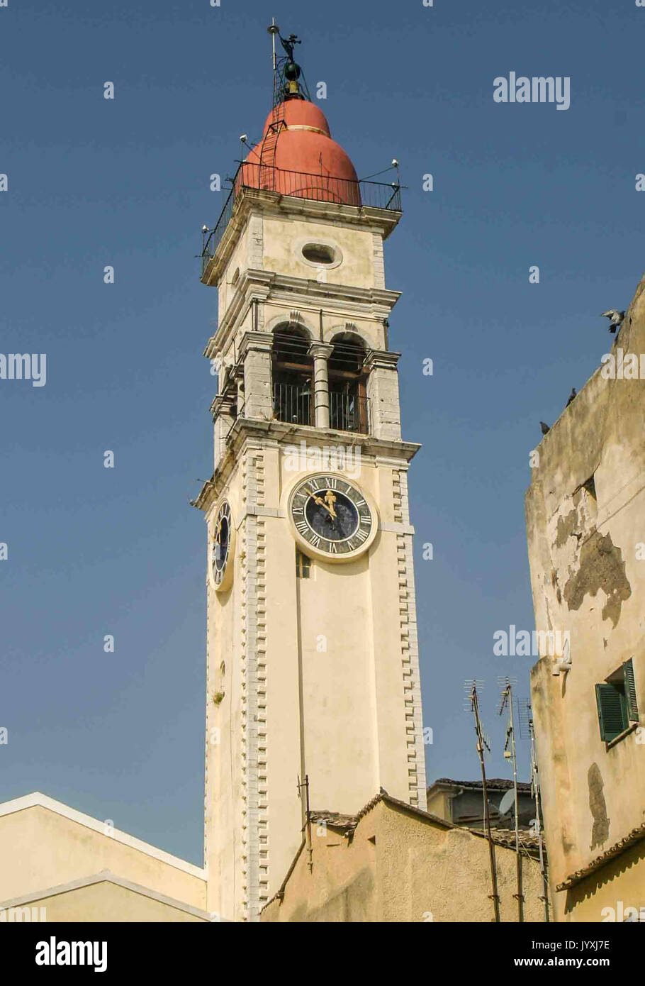 Corfu, Greece. 10th Oct, 2004. Rising above the Old Town of Corfu is ...
