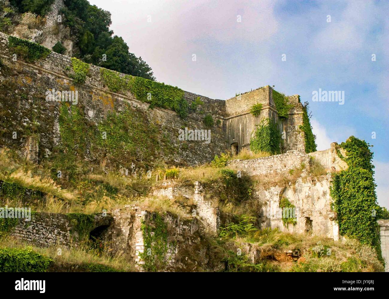 Corfu, Greece. 10th Oct, 2004. The massive stone bastion fortifications ...