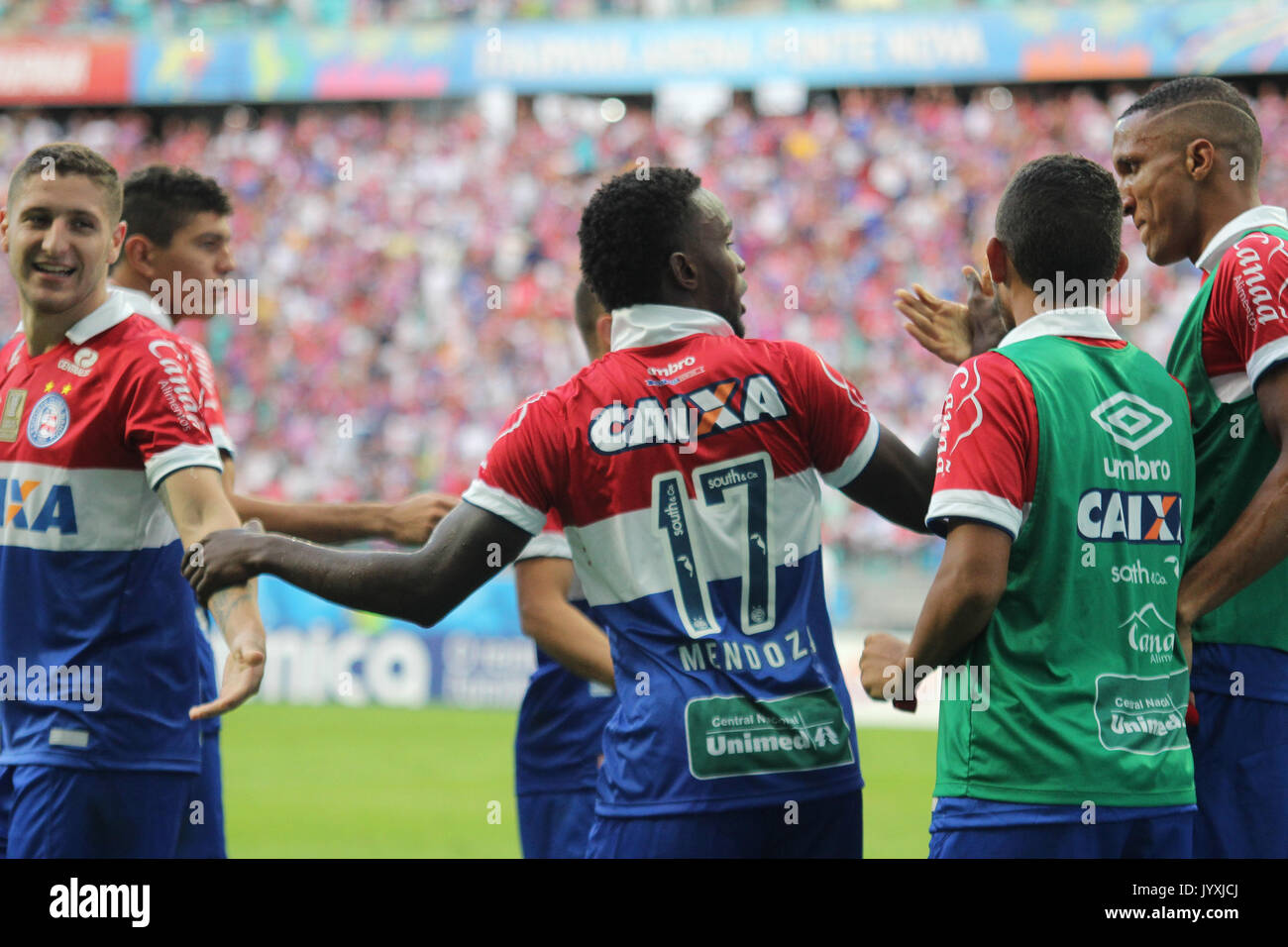 Salvador, Brazil. 20th Aug, 2017. Mendoza player from Bahia celebrating ...