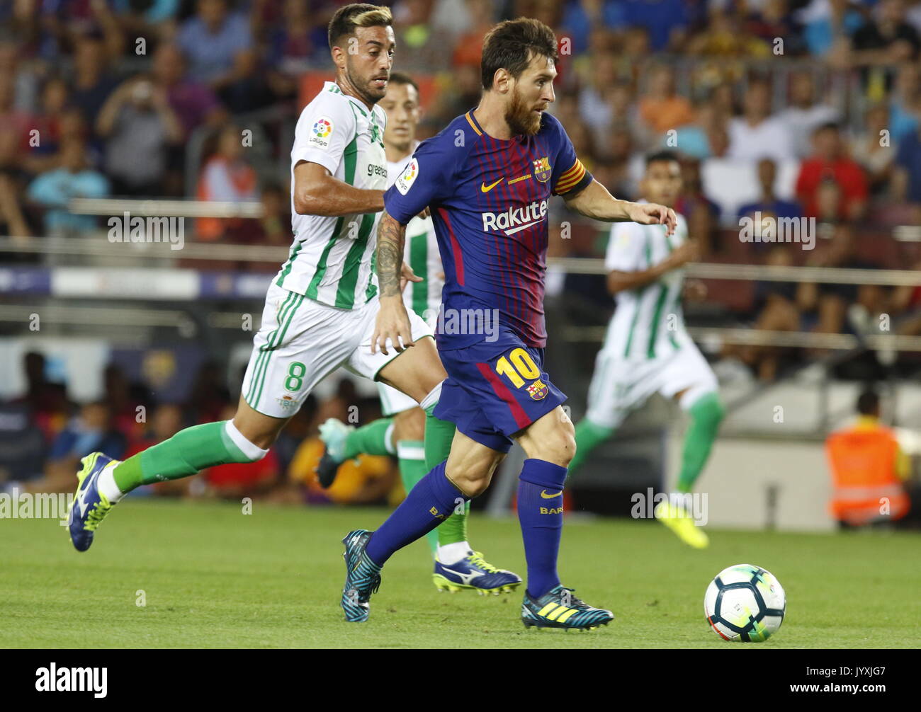 Leo Messi in action during La Liga game between FC Barcelona v Betis at ...