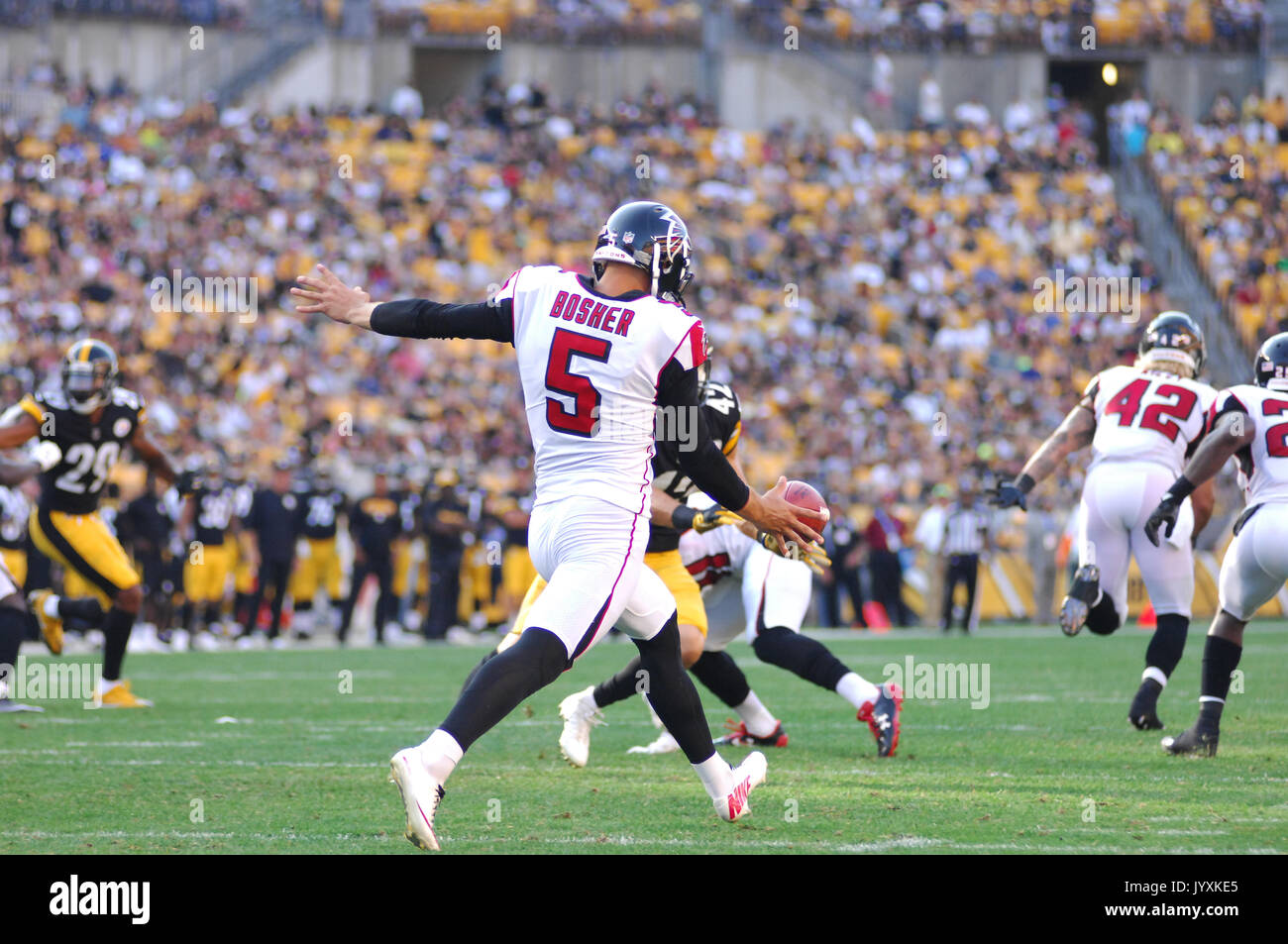 Pittsburgh, USA. 20th Aug, 2017. Matt Bosher #5 during the Atlanta ...