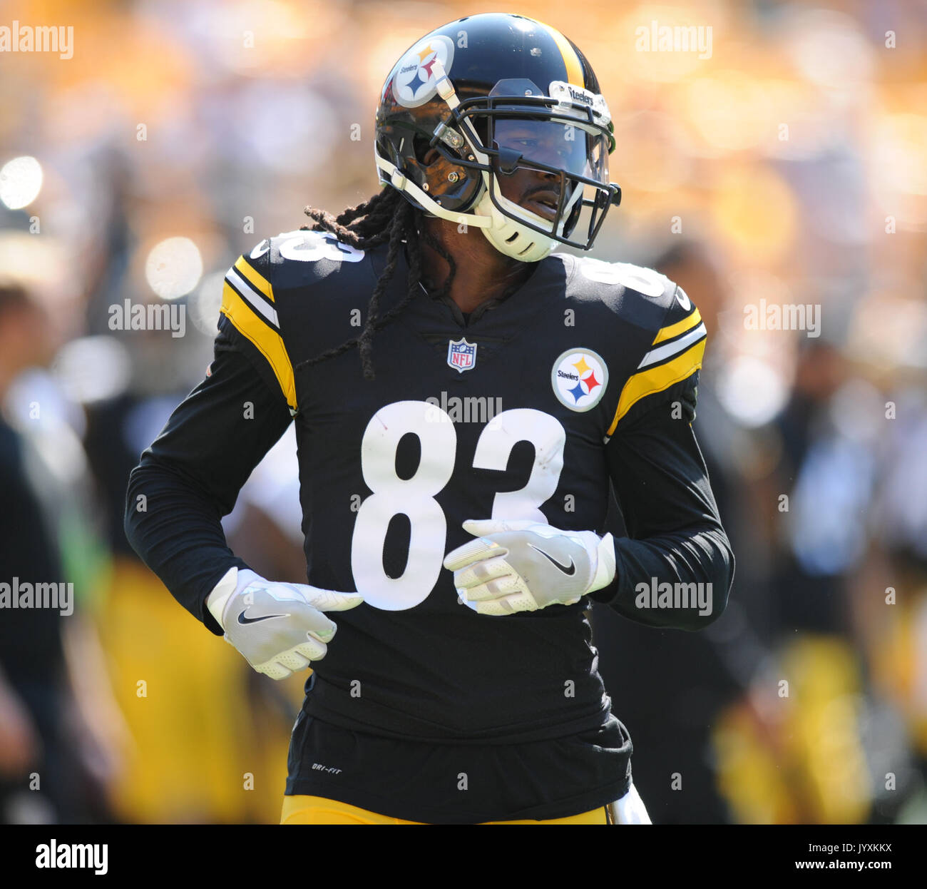Pittsburgh, USA. 20th Aug, 2017. Cobi Hamilton #83 during the Atlanta ...
