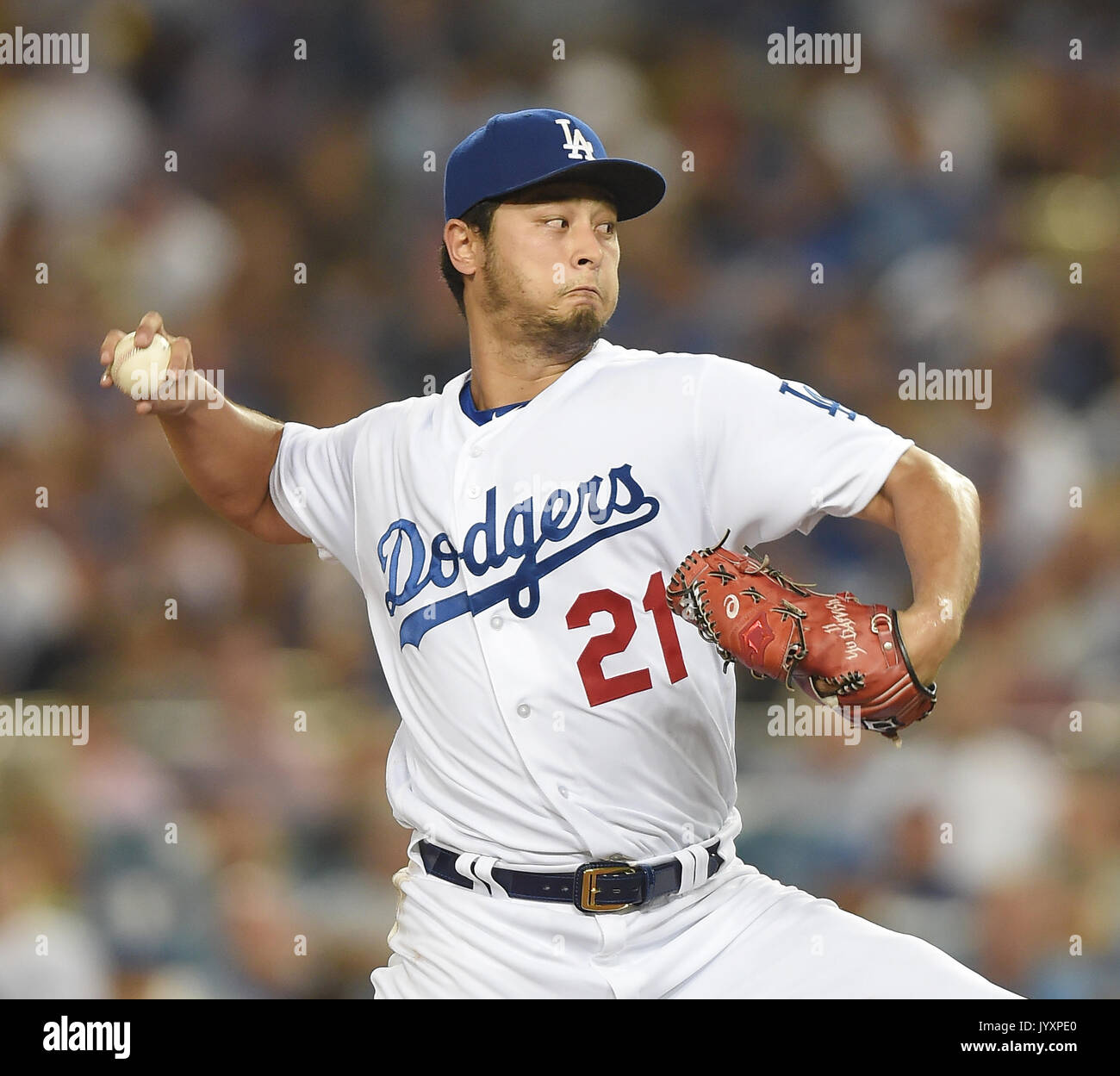 Los Angeles, California, USA. 16th Aug, 2017. Yu Darvish (Dodgers) MLB ...