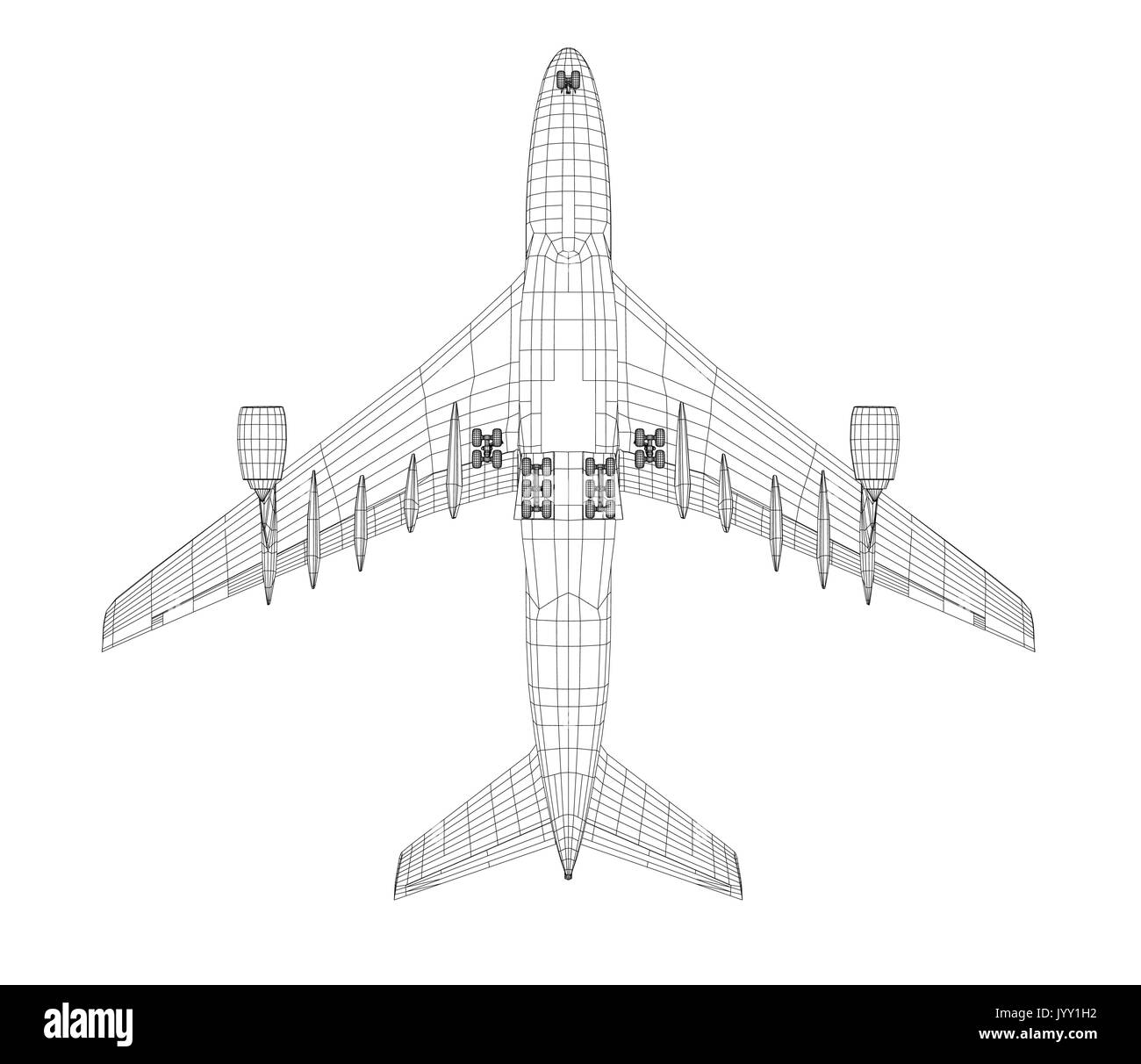Commercial airplane line drawing Black and White Stock Photos & Images ...