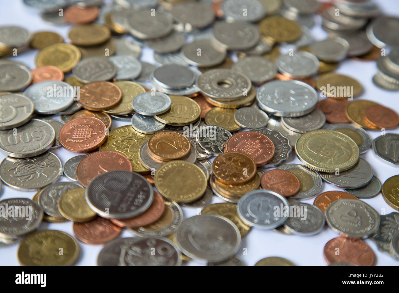 Collection of the old circulated coins Stock Photo - Alamy