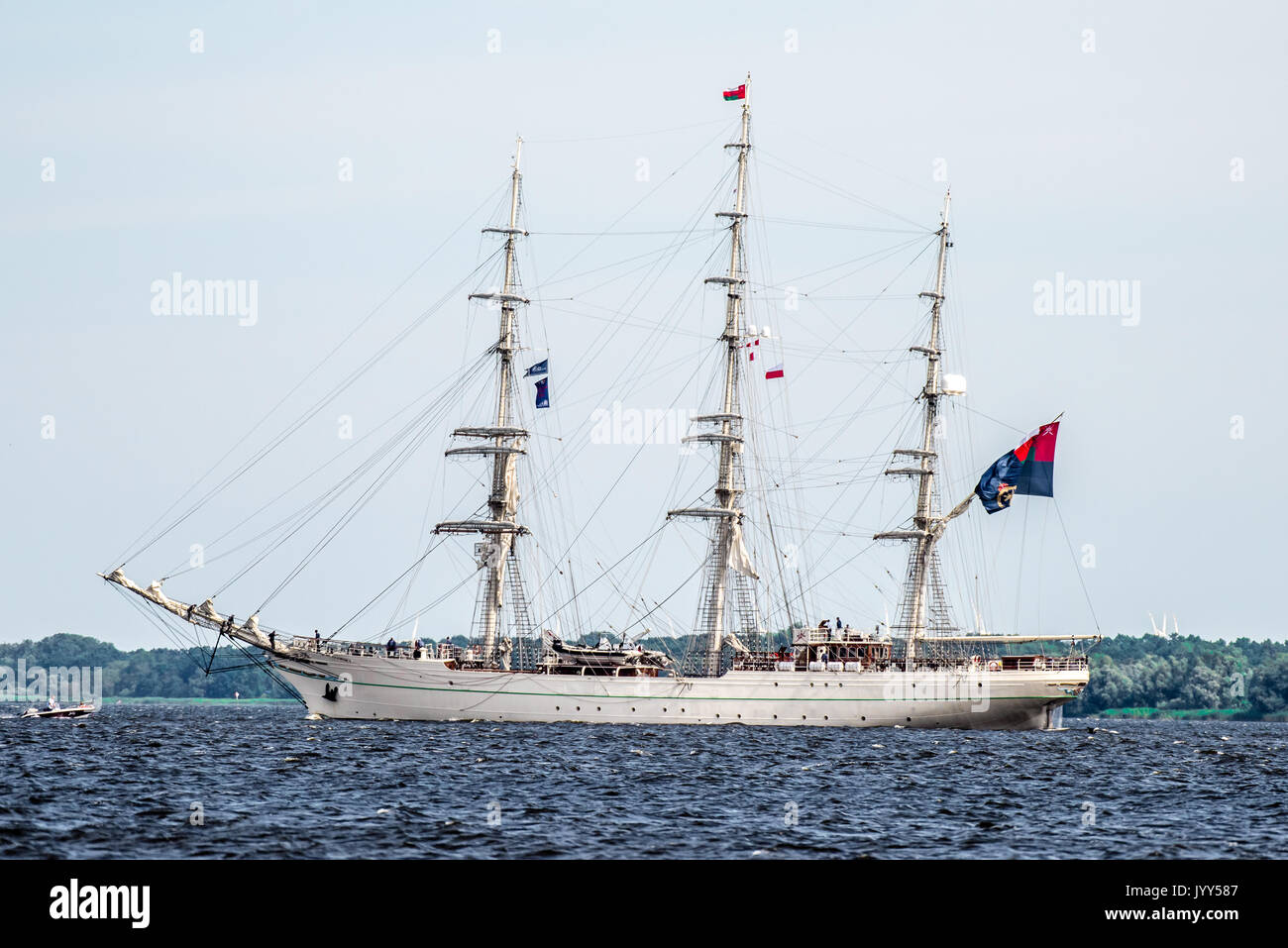 Sailing ship Shabab Oman II sails to the full sea after final of Tall ...