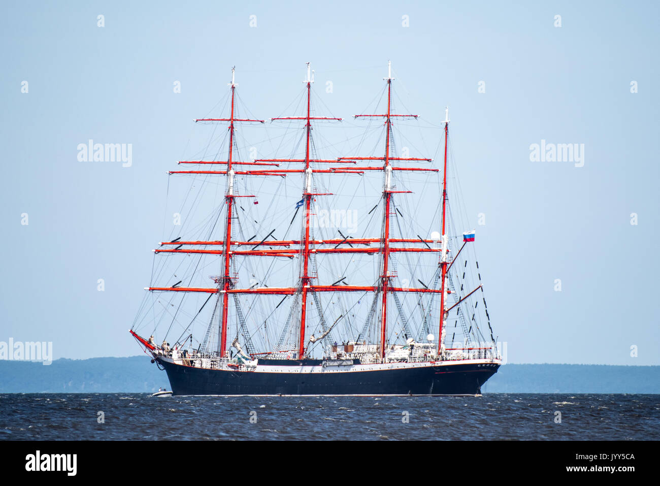 Sailing ship Sedov sails to the full sea after final of Tall Ships ...