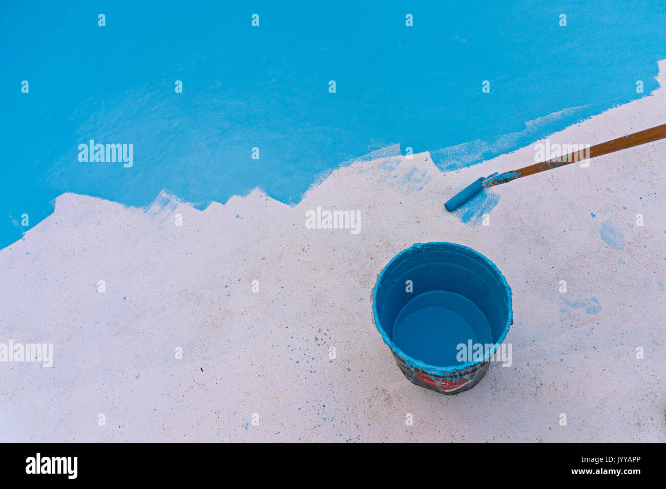 Fresh Coat Of Blue Paint In Swimming Pool Stock Photo - Alamy