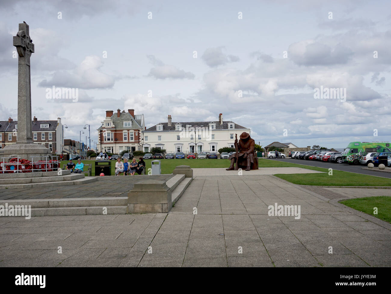 Seaham County Durham England WW1 WW2 War Memorial on the seafront with ...