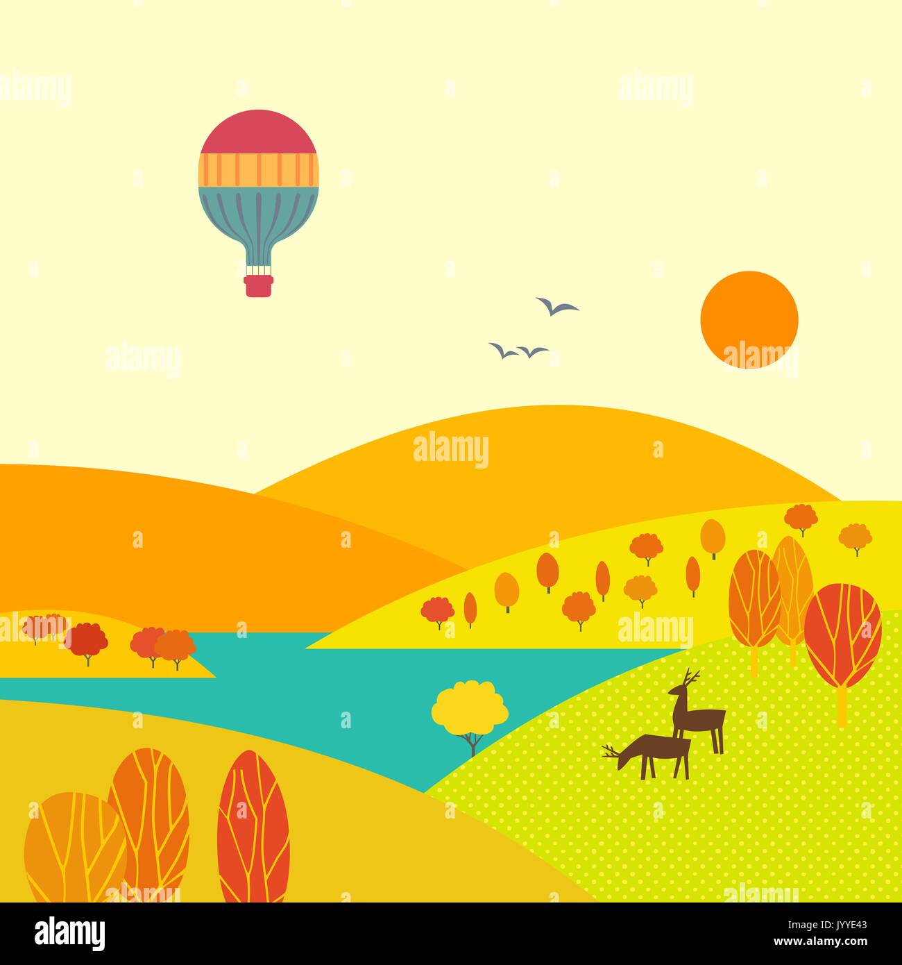View autumn mountain nature river Stock Vector Images - Alamy