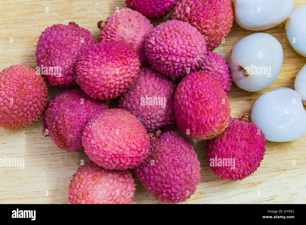 Lychee fruit, lychee or Chinese or Chinese plum. Lychees tropical Stock ...