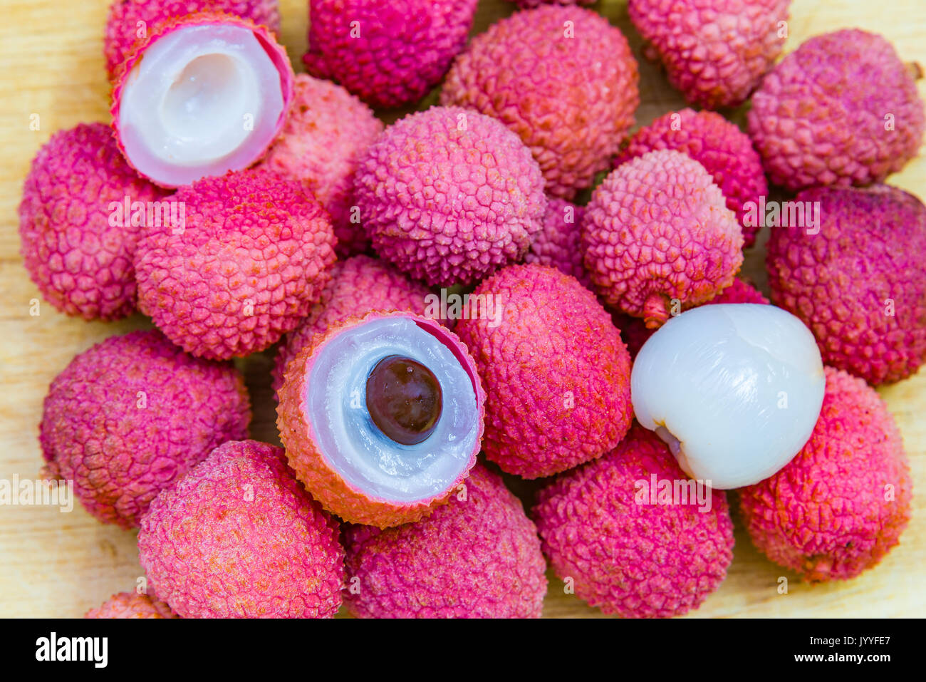 Lychee fruit, lychee or Chinese or Chinese plum. Lychees tropical Stock ...