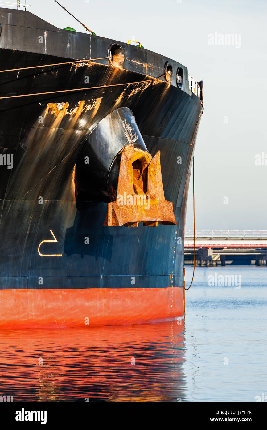 A bow of a tanker ship with anchor Stock Photo - Alamy