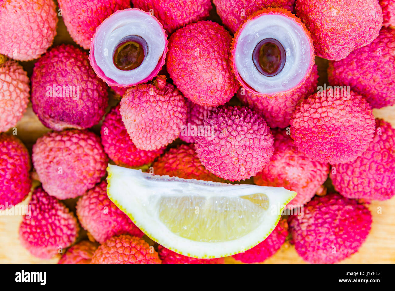 Lychee fruit, lychee or Chinese or Chinese plum. Lychees tropical Stock ...