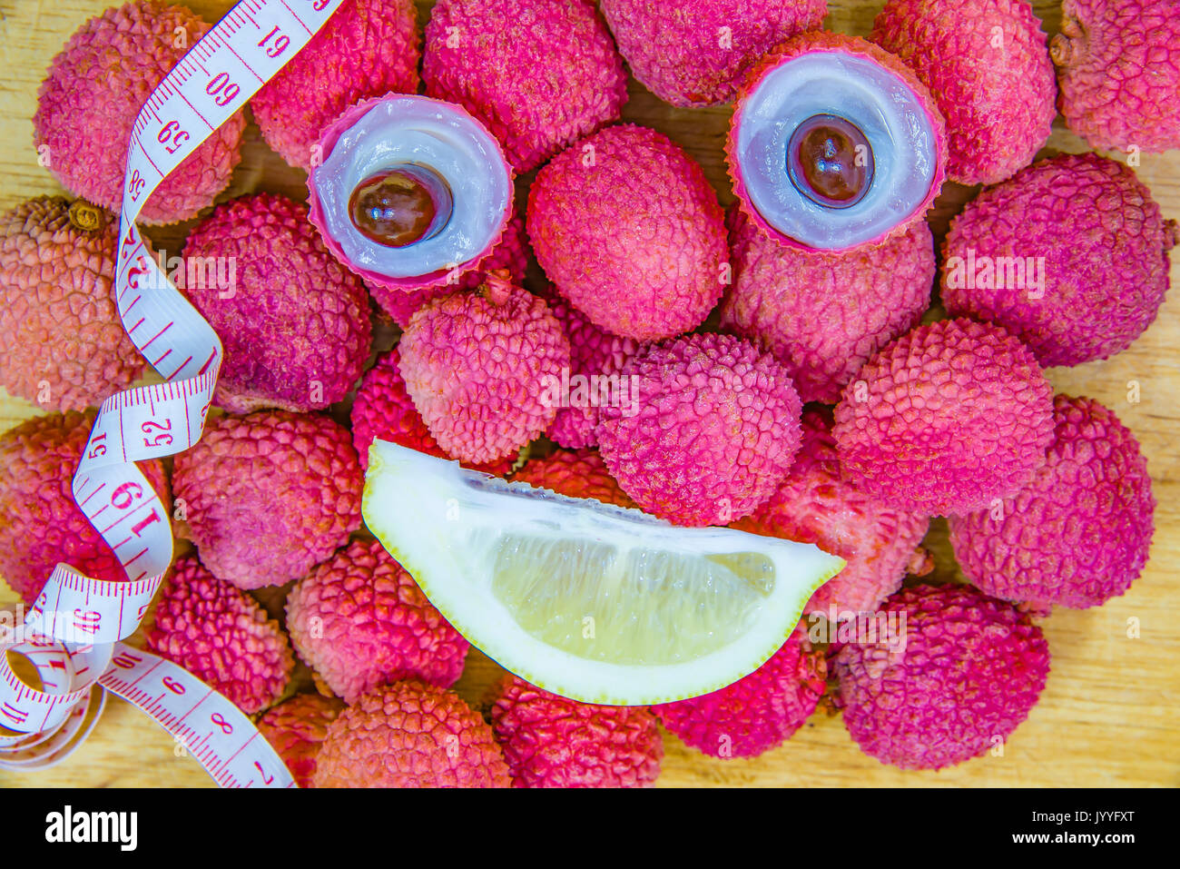 Lychee fruit, lychee or Chinese or Chinese plum. Lychees tropical Stock ...