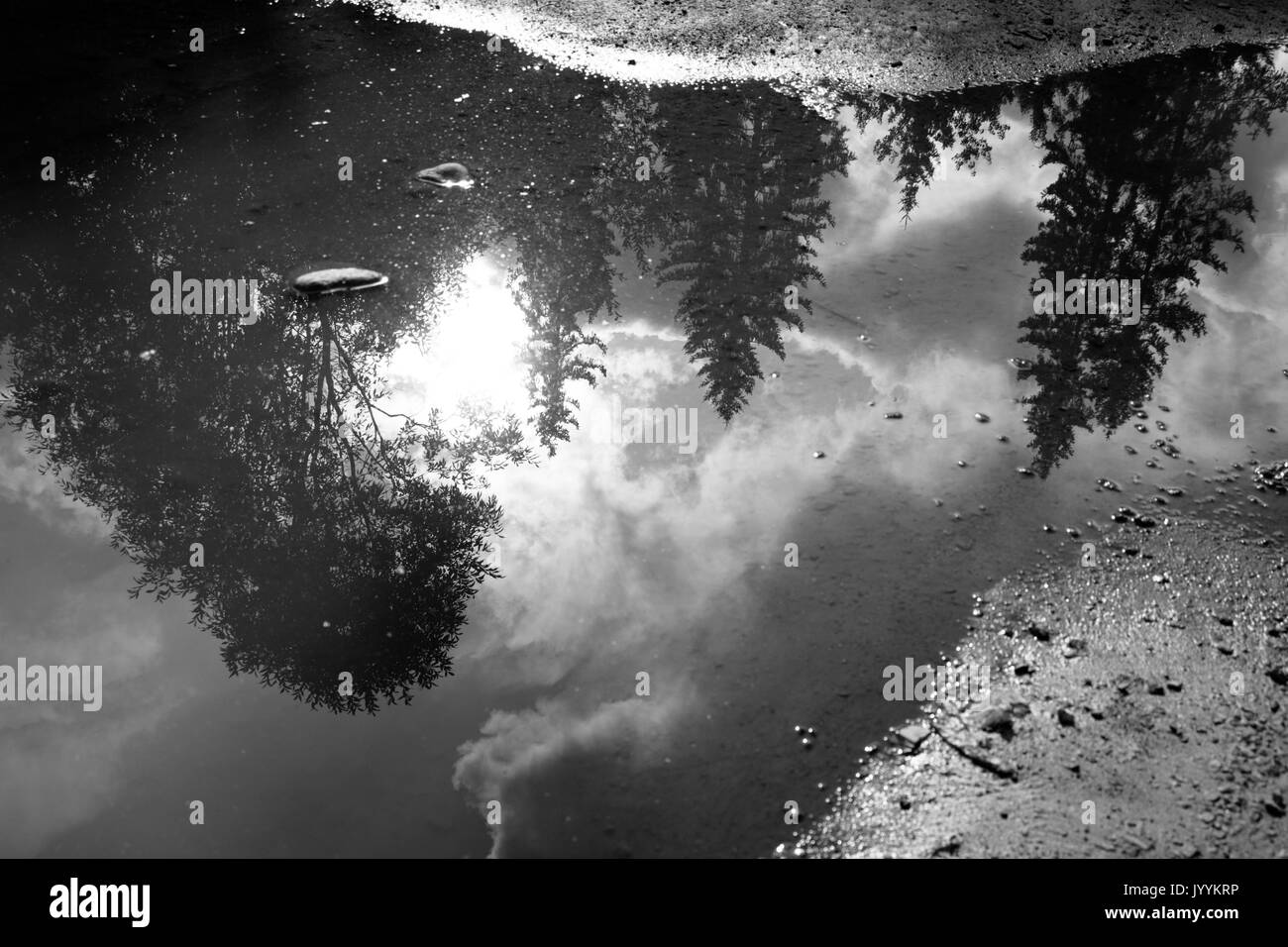 Beautiful reflection sun in clouds Black and White Stock Photos ...