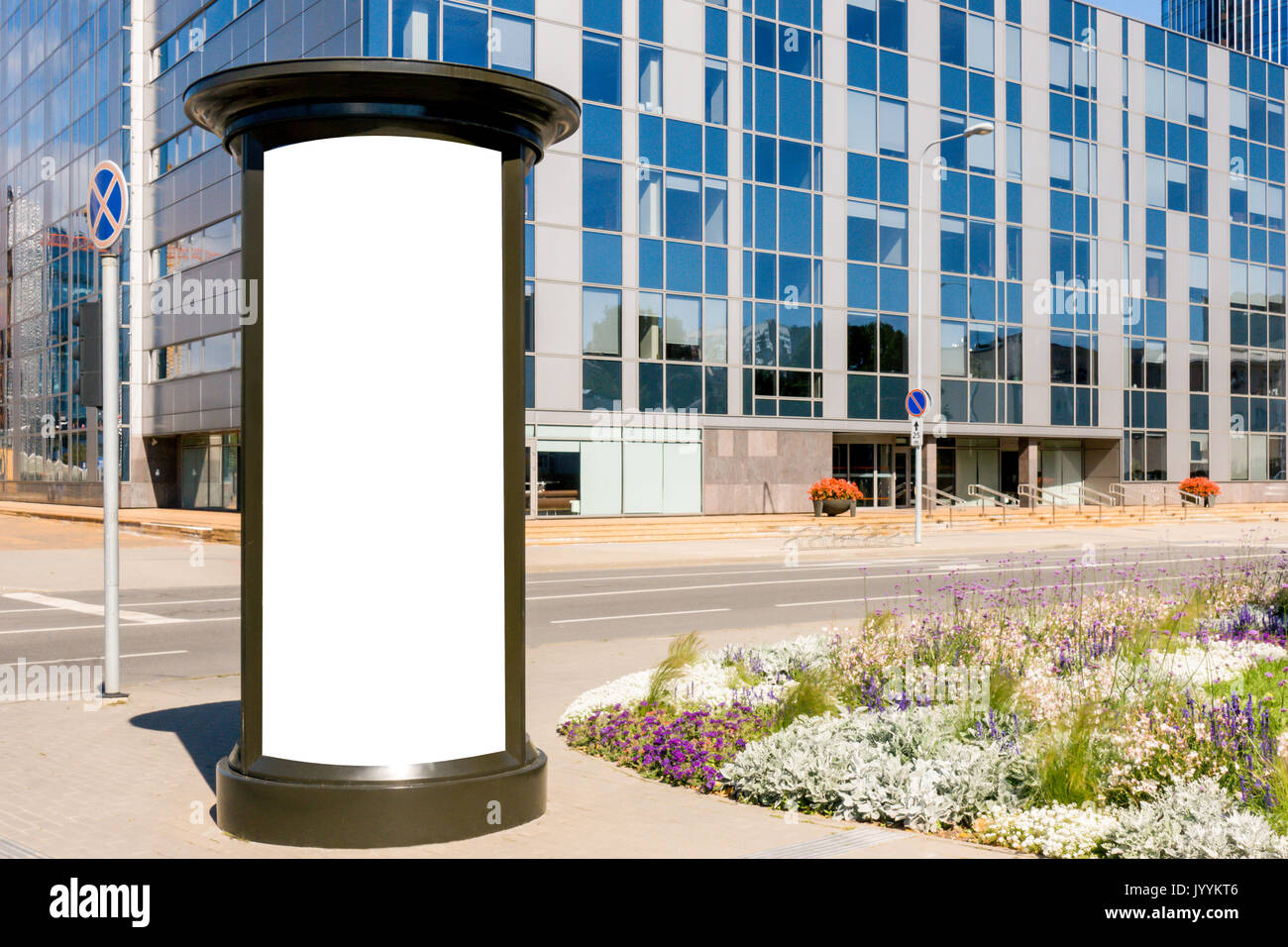 Advertising column mockup. Public information board in the street Stock ...