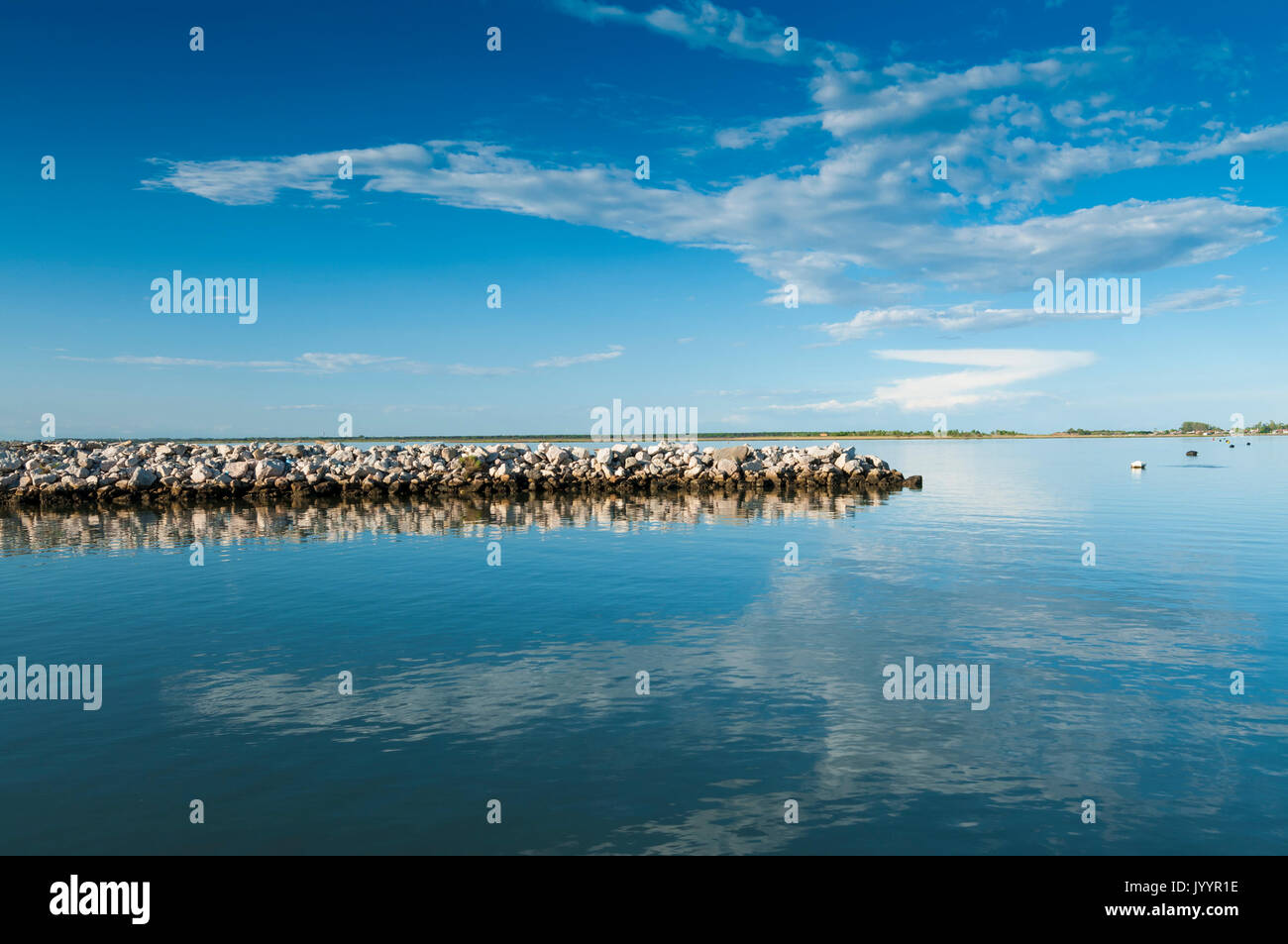 Landscape of the lagoon at the Po delta river national park, Adriatic ...
