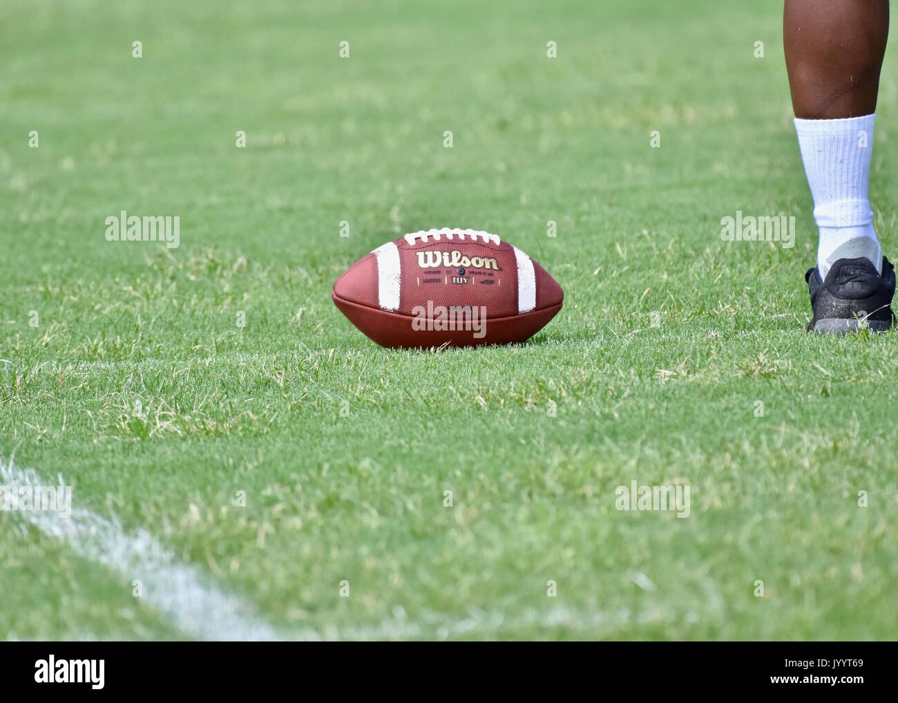 American football on field next to referee Stock Photo - Alamy