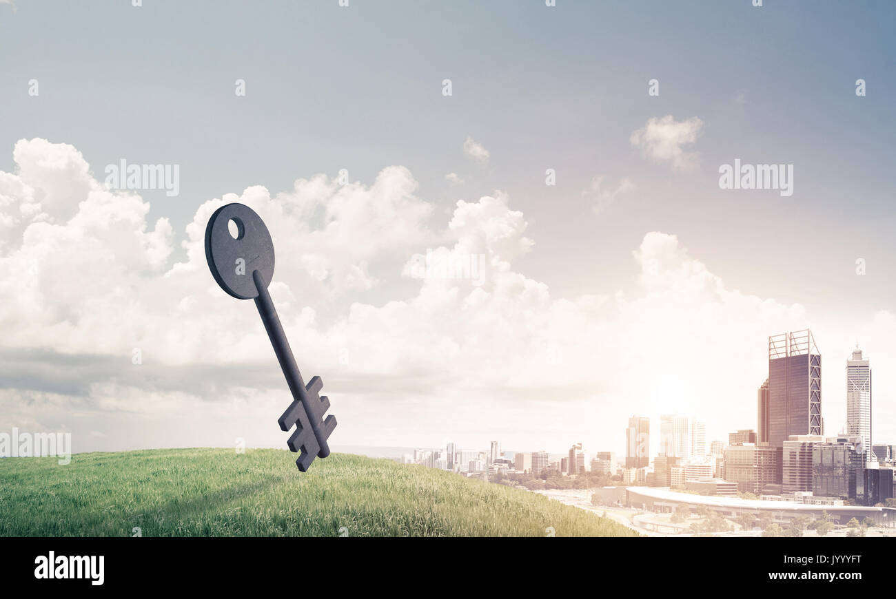 Conceptual background image of concrete key sign and natural lan Stock ...