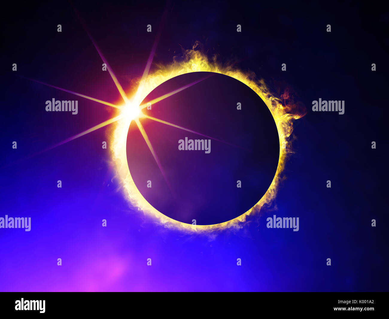 illustration of solar eclipse, enlarged view in the Universe Stock ...