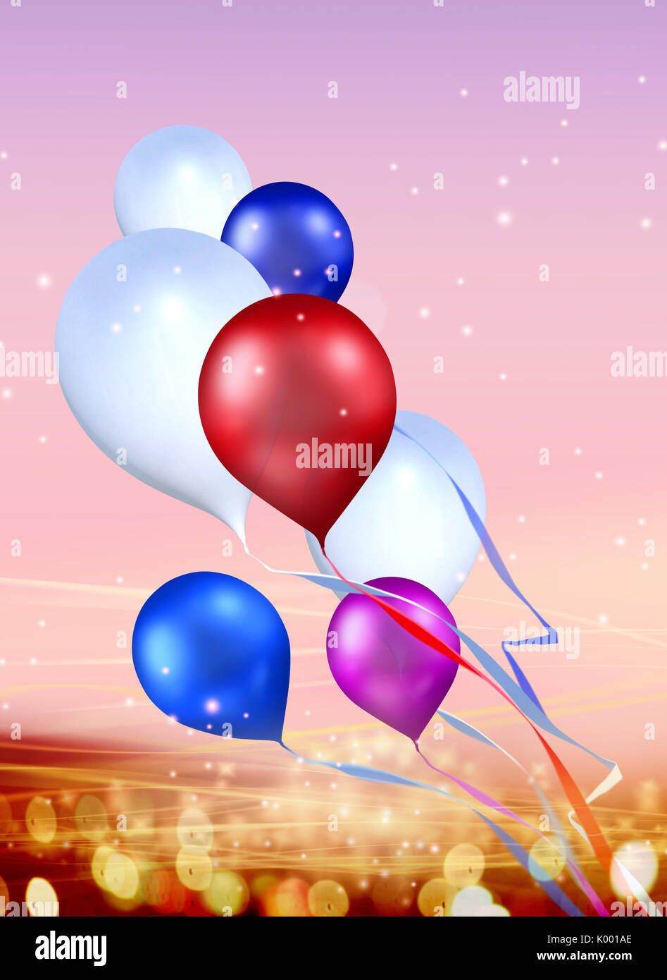 Red balloons soaring sky holiday hi-res stock photography and images ...