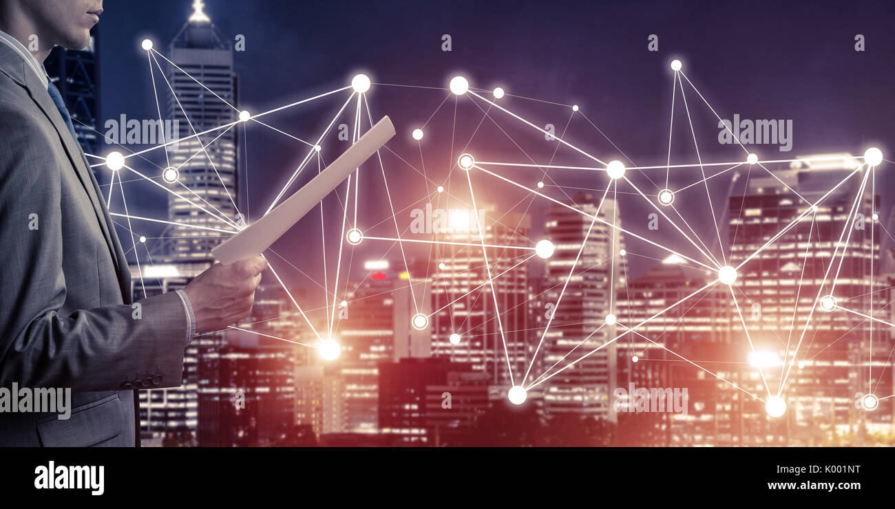 Concept of modern business networking that connect and cooperate Stock ...