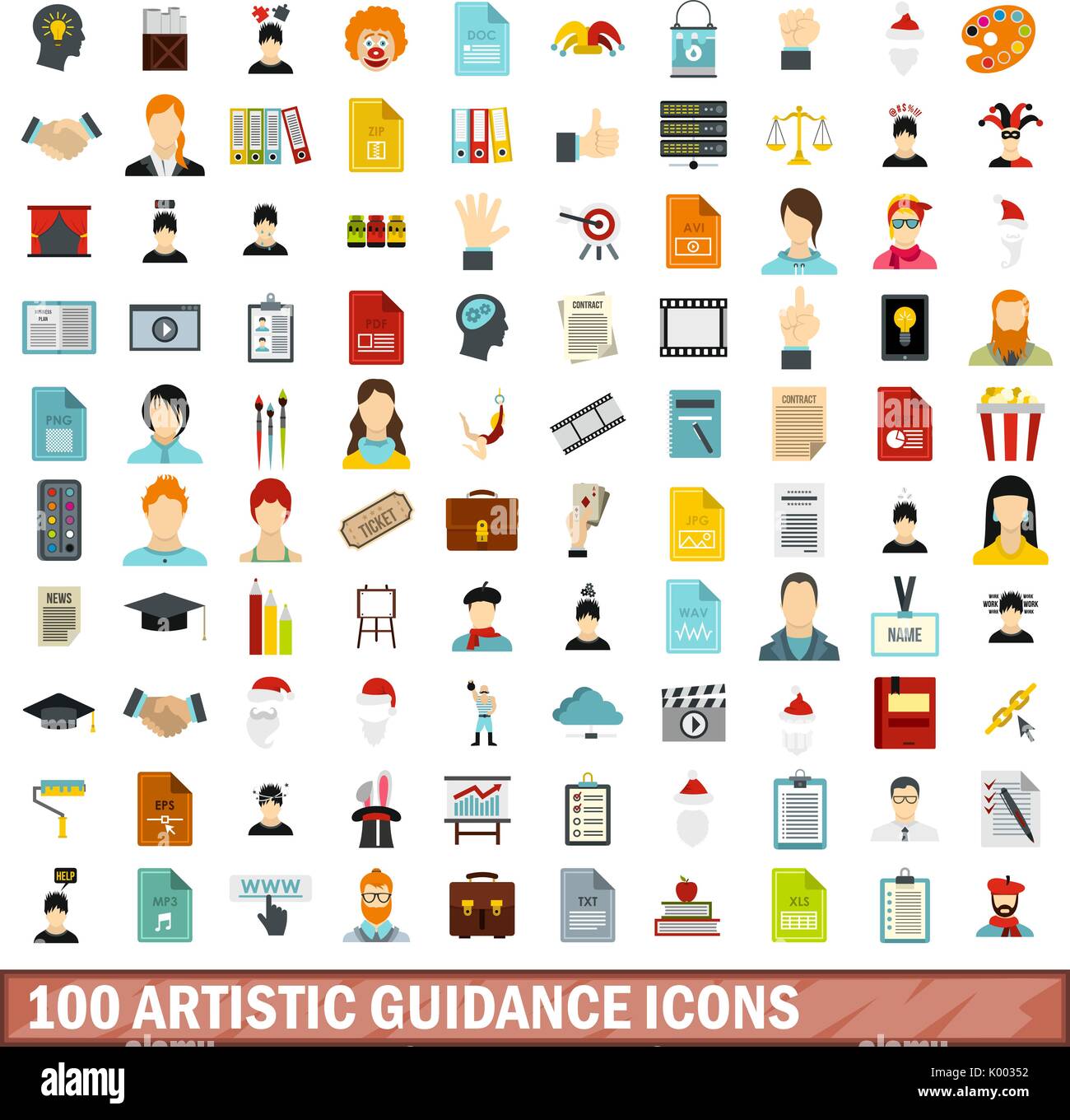 100 artistic guidance icons set, flat style Stock Vector Image & Art ...