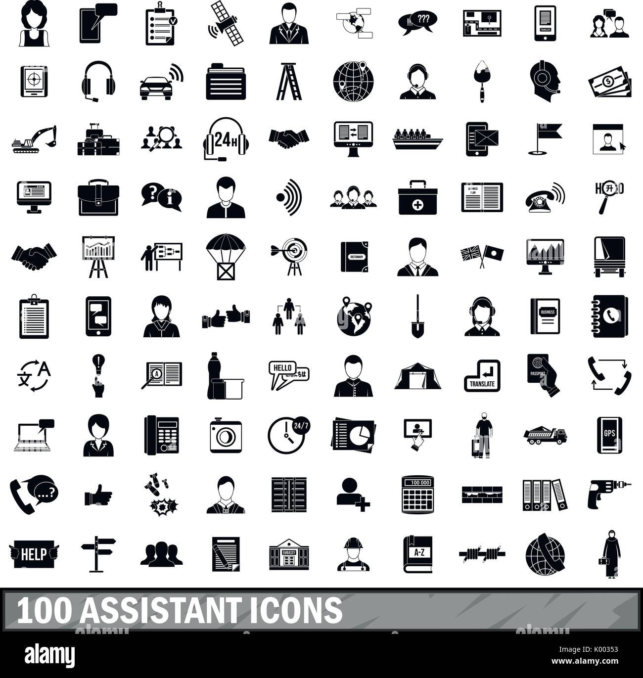 100 assistant icons set, simple style Stock Vector Image & Art - Alamy