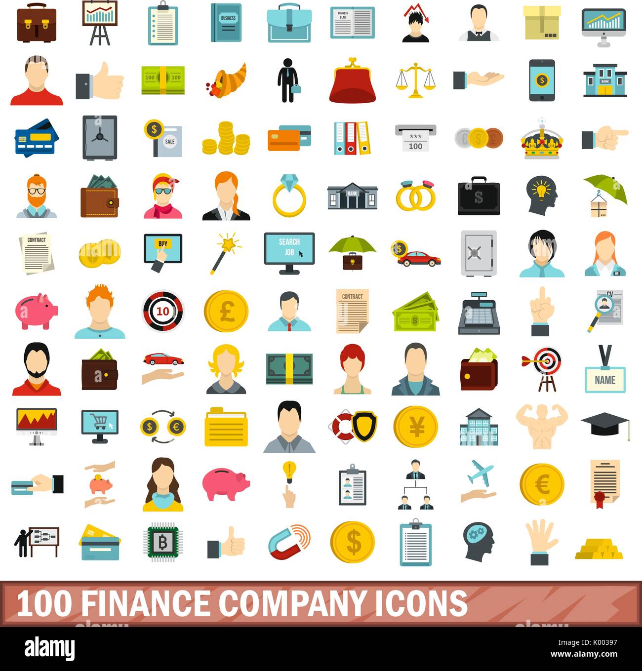 100 finance company icons set, flat style Stock Vector Image & Art - Alamy