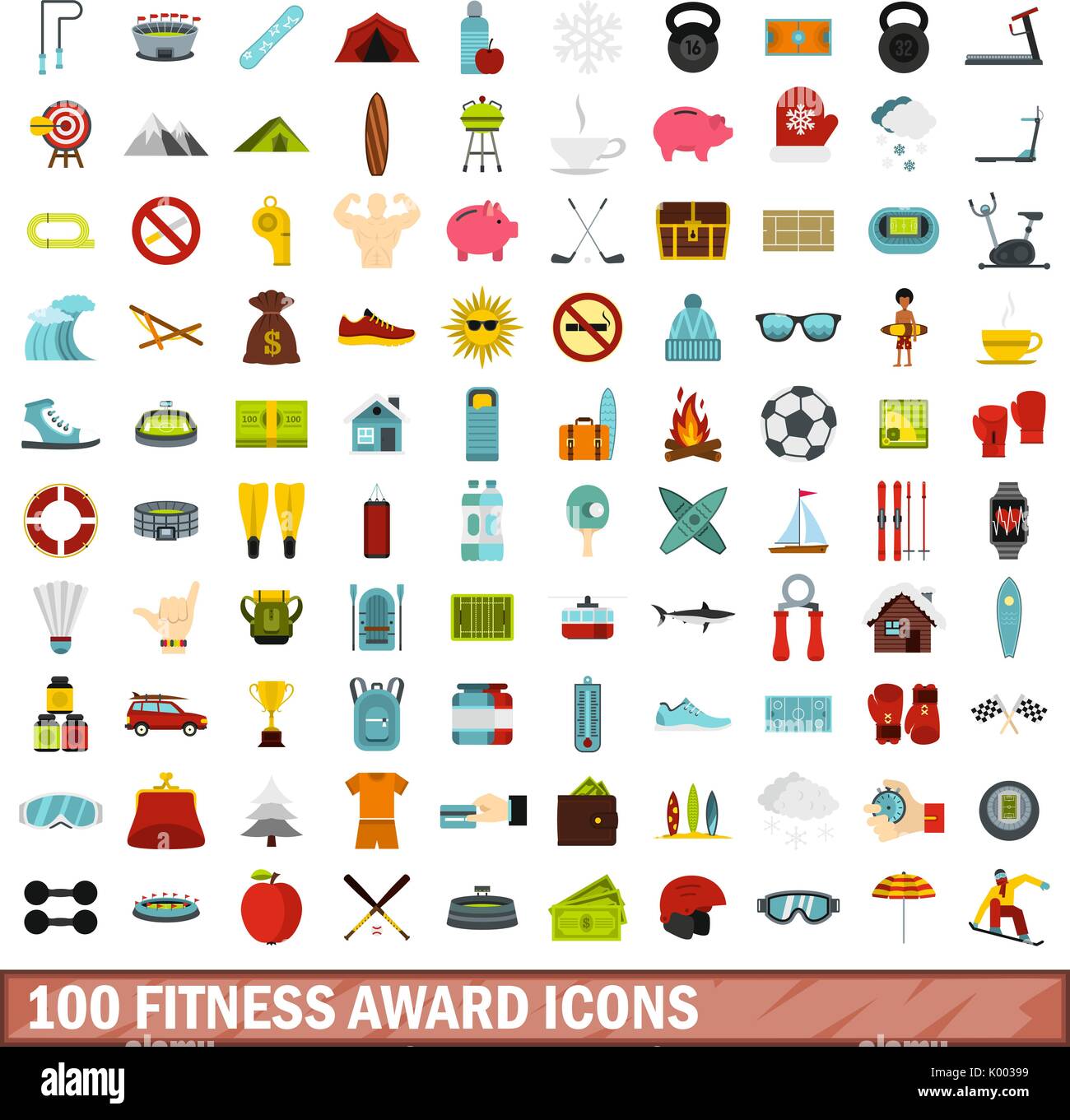 100 fitness award icons set, flat style Stock Vector Image & Art - Alamy