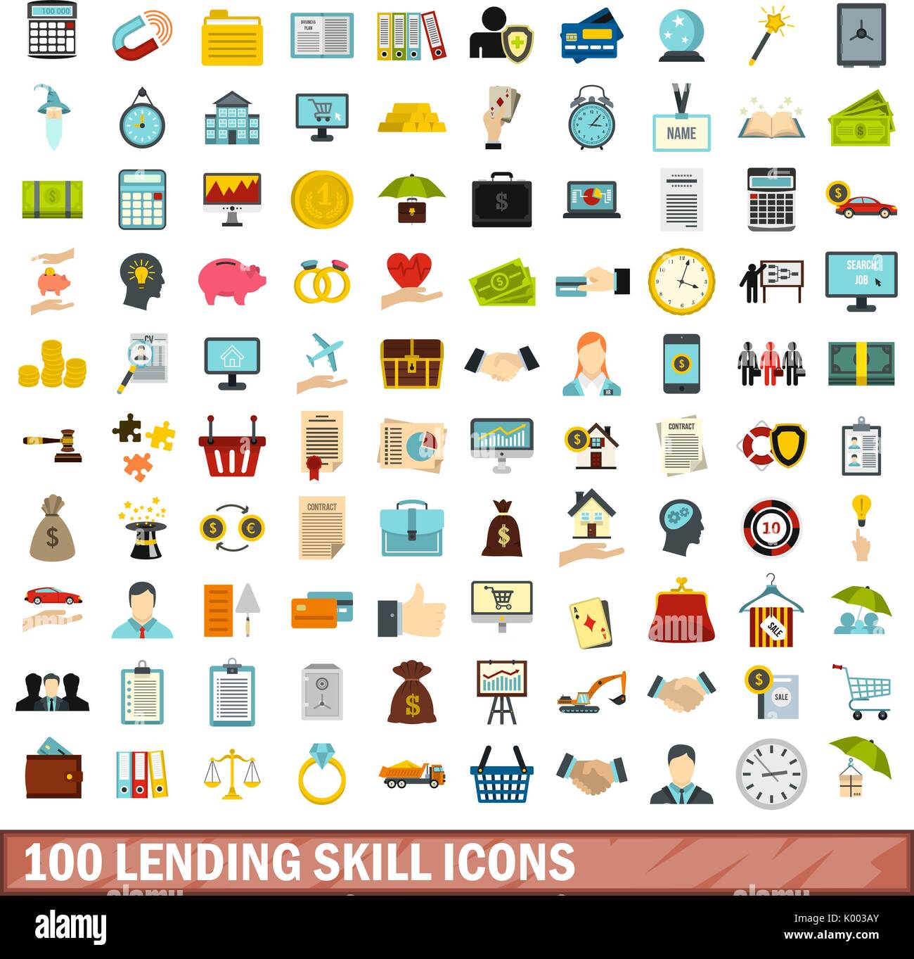 100 lending skill icons set, flat style Stock Vector Image & Art - Alamy