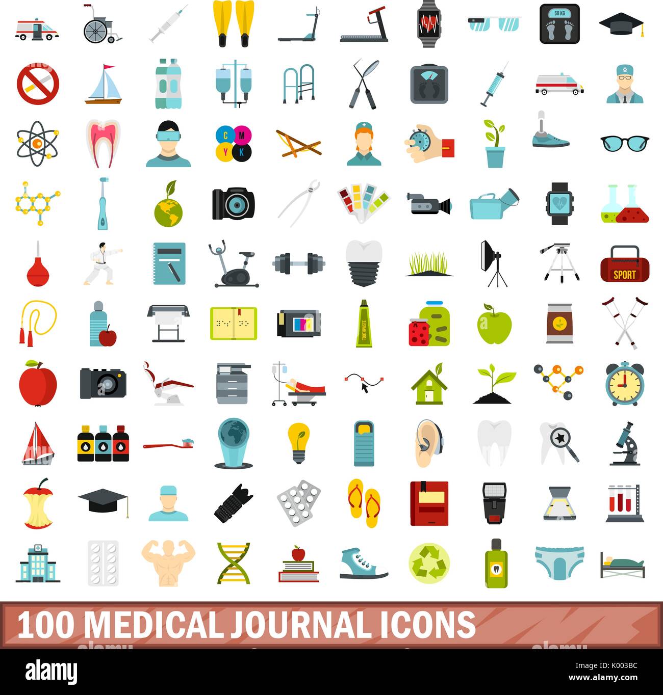 100 medical journal icons set, flat style Stock Vector Image & Art - Alamy