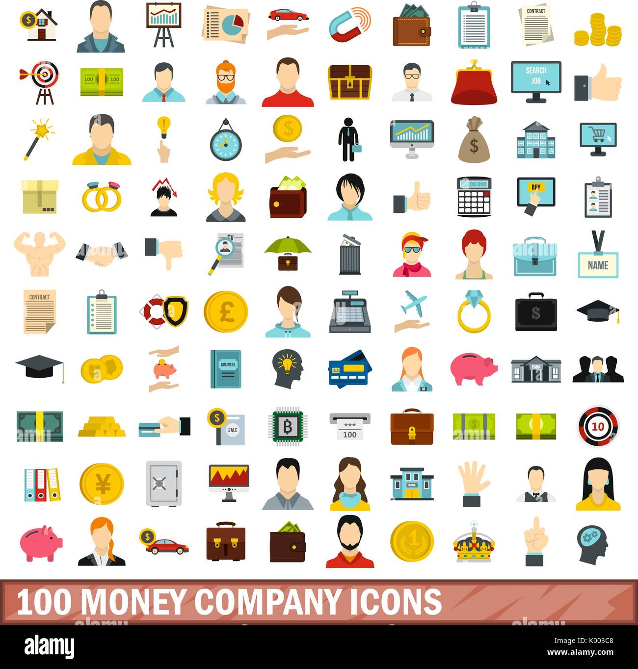100 money company icons set, flat style Stock Vector Image & Art - Alamy