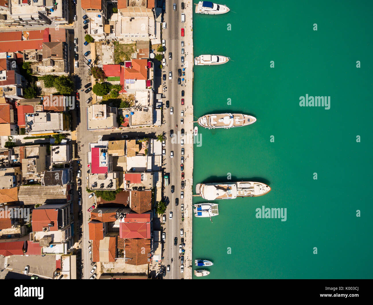 Aerial view of Zakynthos city in Zante island, in Greece Stock Photo ...