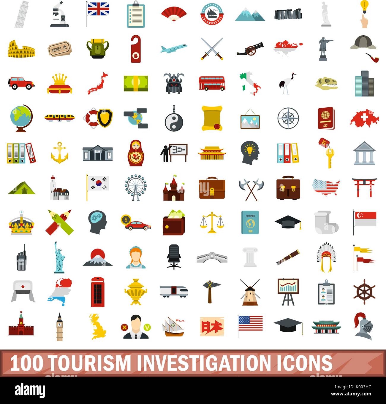 100 tourism investigation icons set, flat style Stock Vector Image & Art - Alamy
