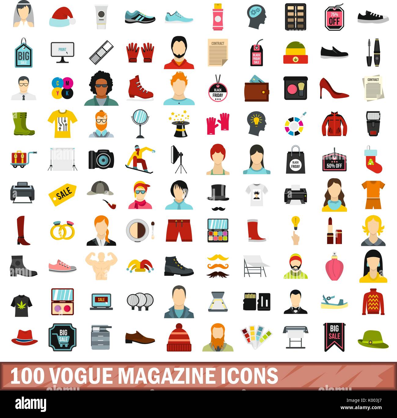 100 vogue magazine icons set, flat style Stock Vector Image & Art - Alamy
