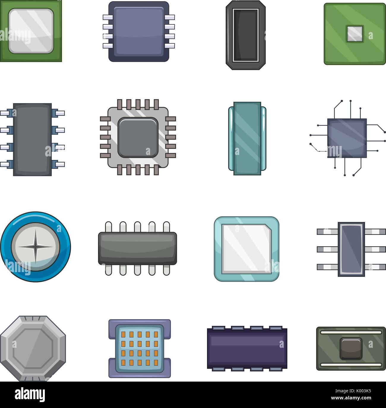 Computer chips icons set, cartoon style Stock Vector Image & Art - Alamy