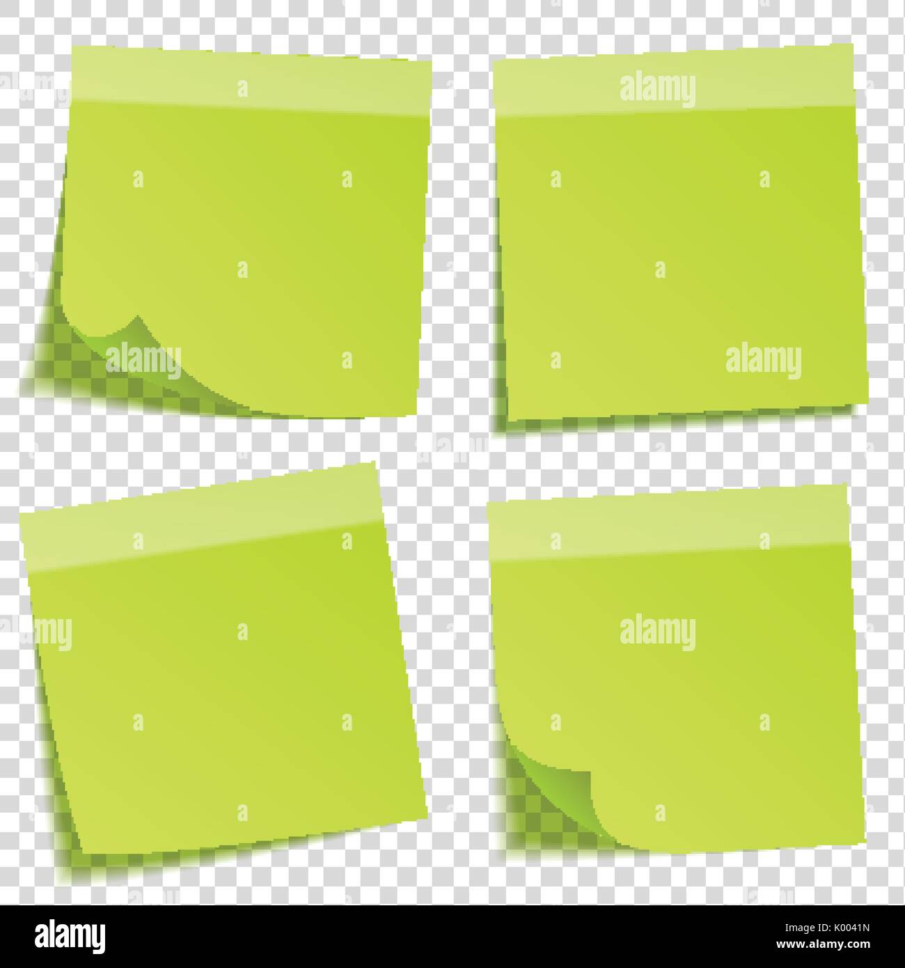 Sticky note with shadow isolated on transparent background. Green paper ...