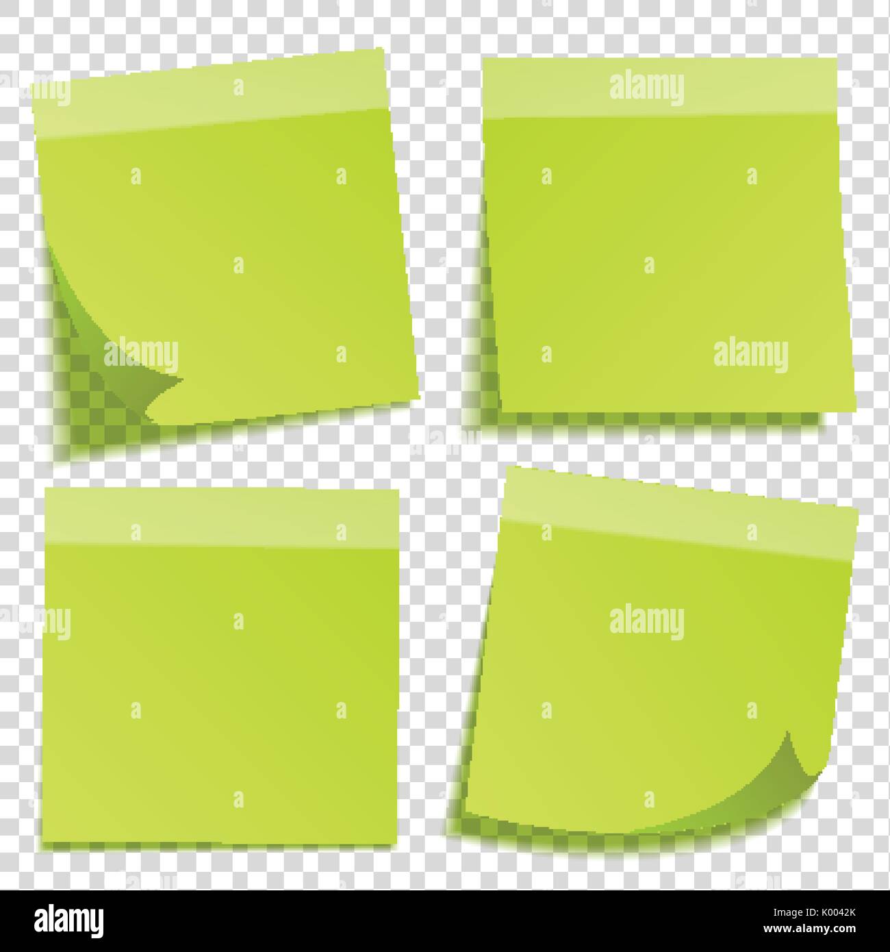 Sticky note with shadow isolated on transparent background. Green paper ...