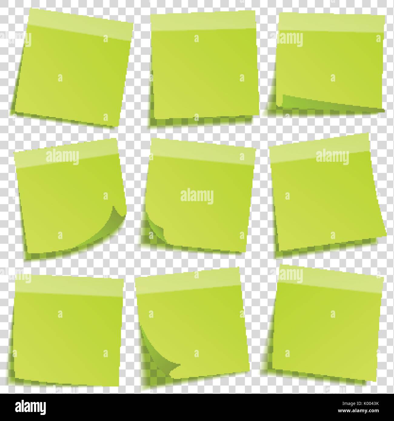 Sticky note with shadow isolated on transparent background. Green paper ...