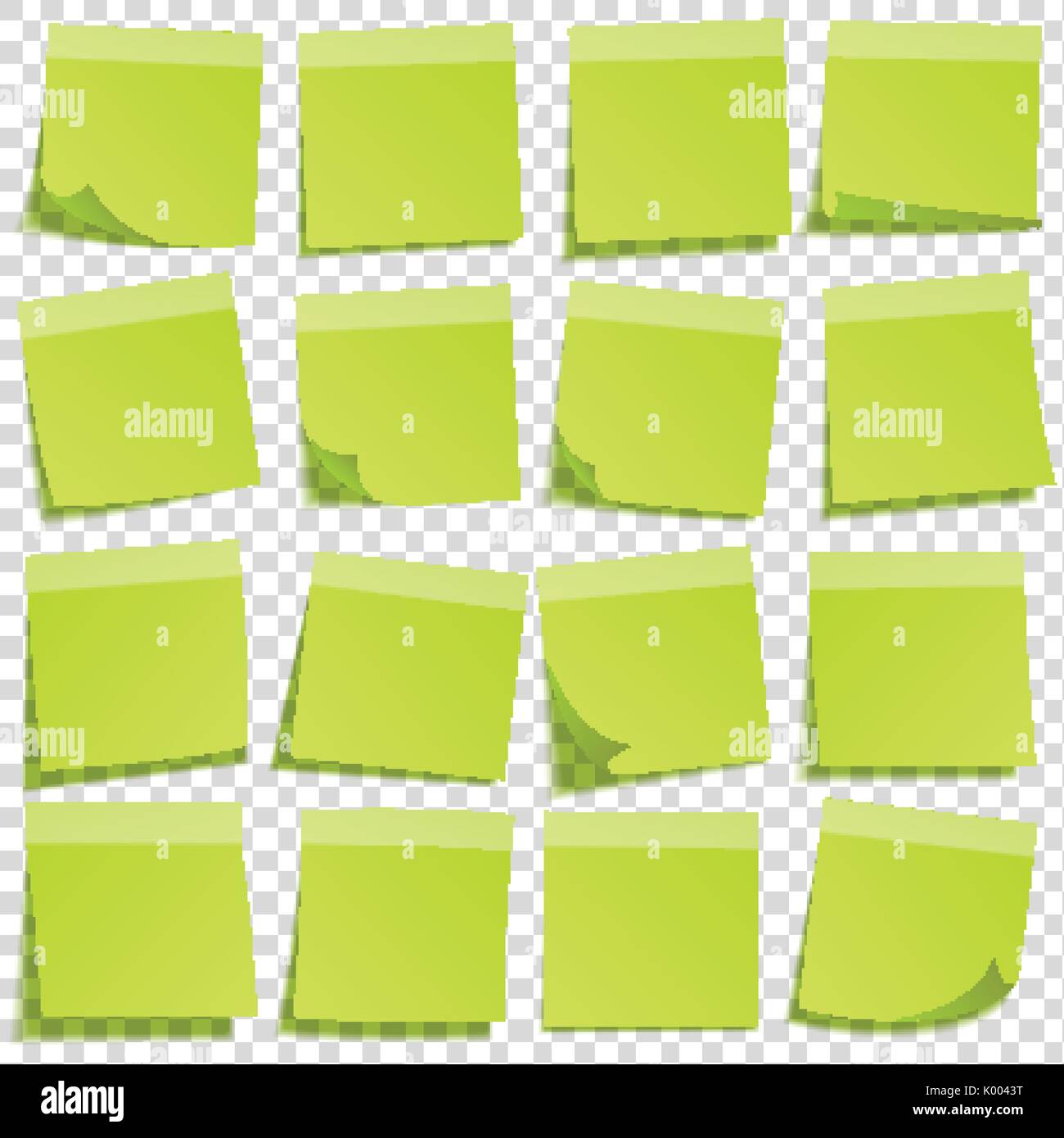 Sticky note with shadow isolated on transparent background. Green paper ...