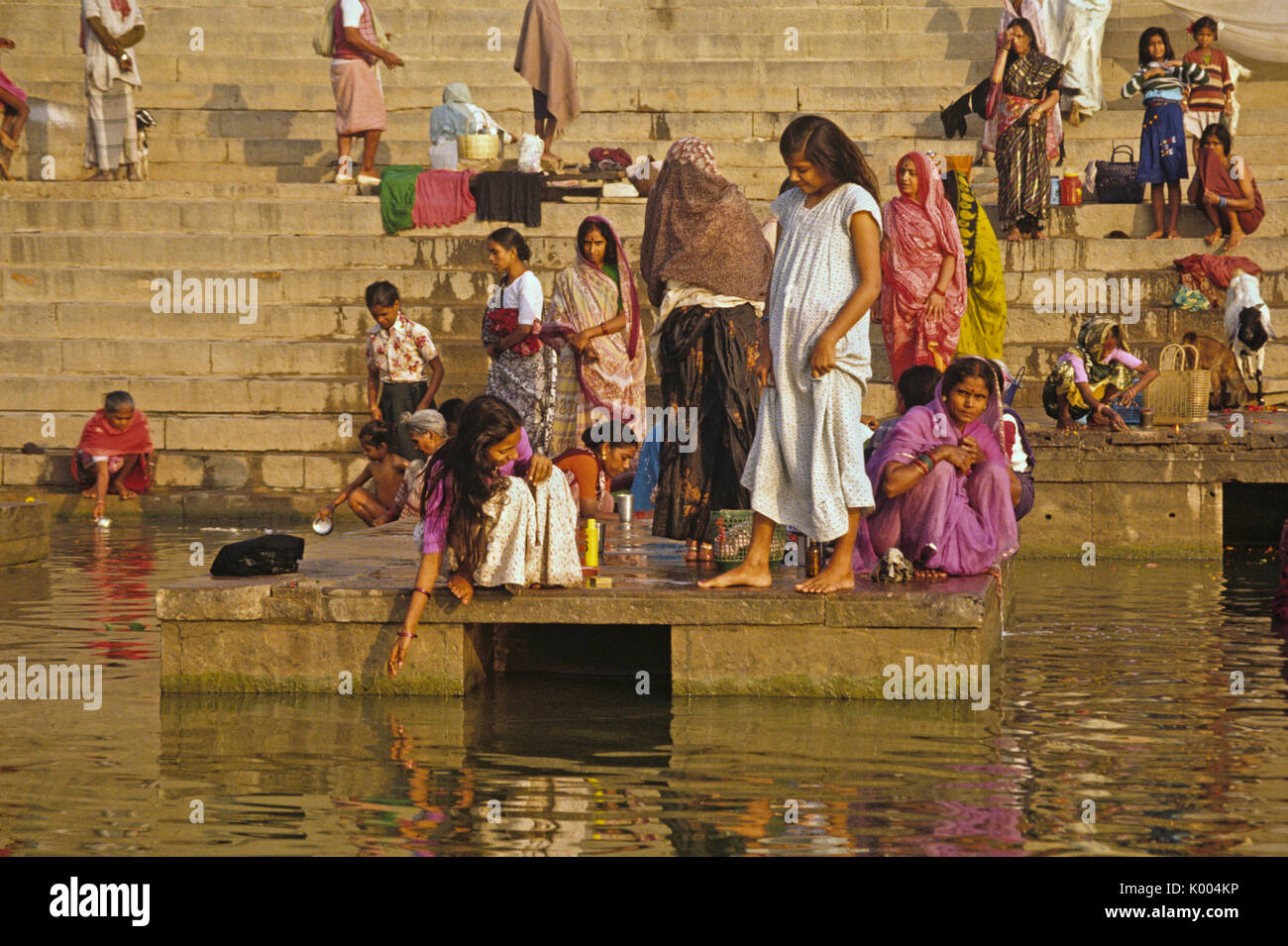 Early morning at the ghats on the Ganges River, Varanasi (Benares ...