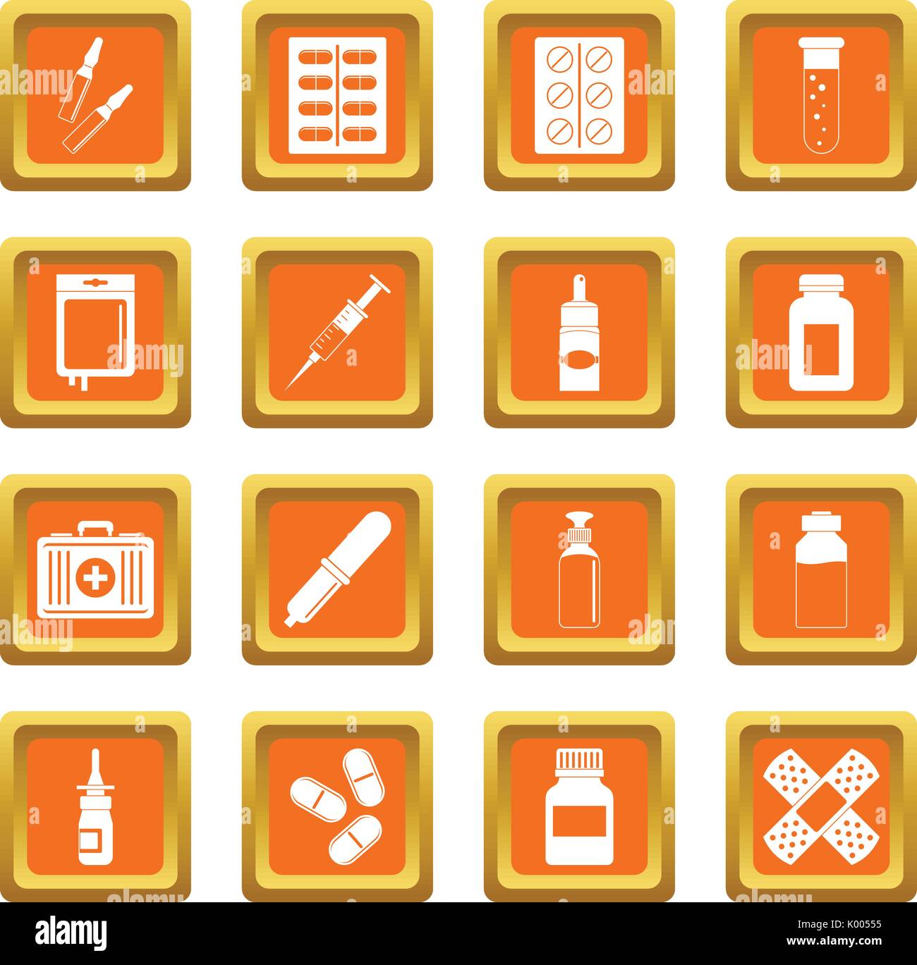 Different drugs icons set orange Stock Vector Image & Art - Alamy