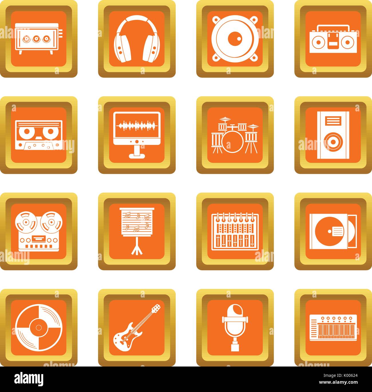 Recording studio items icons set orange Stock Vector Image & Art - Alamy