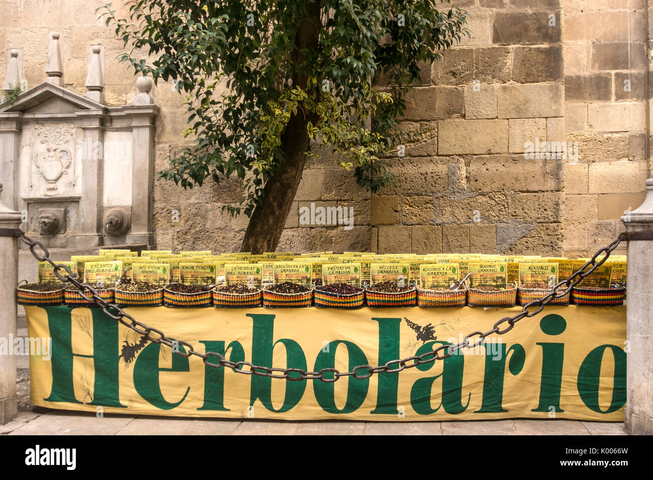 GRANADA, spain: Tea for sale on a pretty pavement stall Stock Photo - Alamy