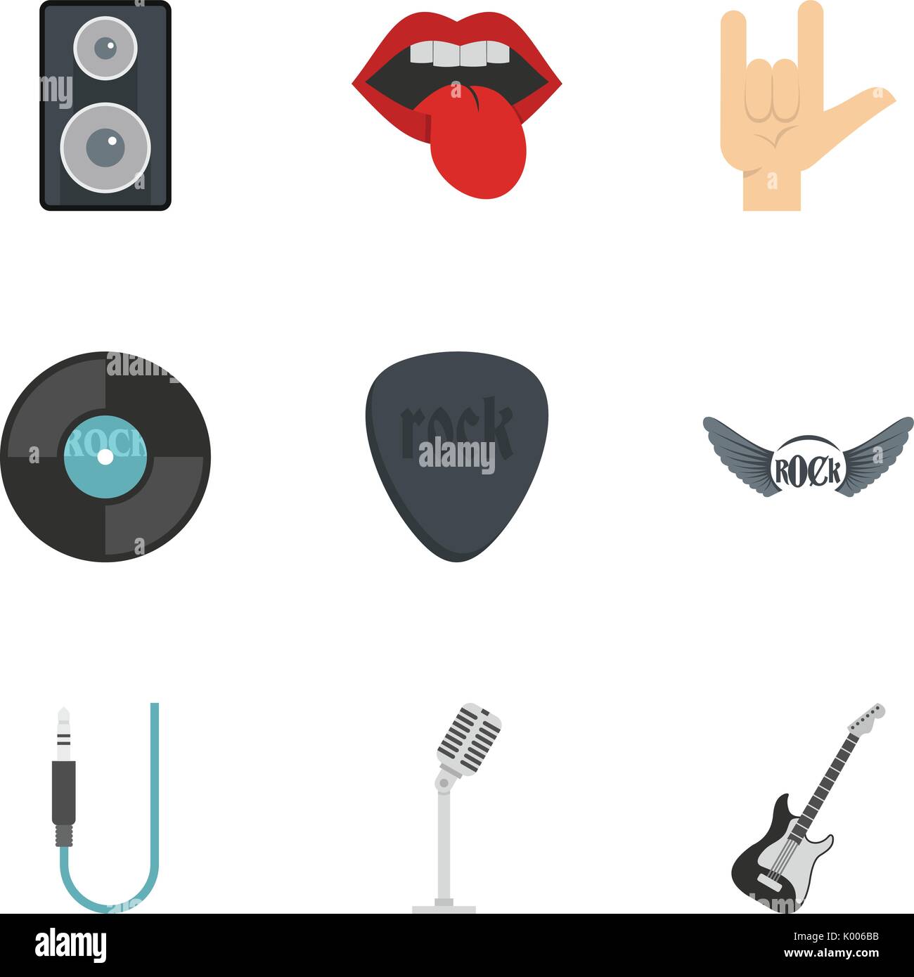 Rock icon set, flat style Stock Vector Image & Art - Alamy