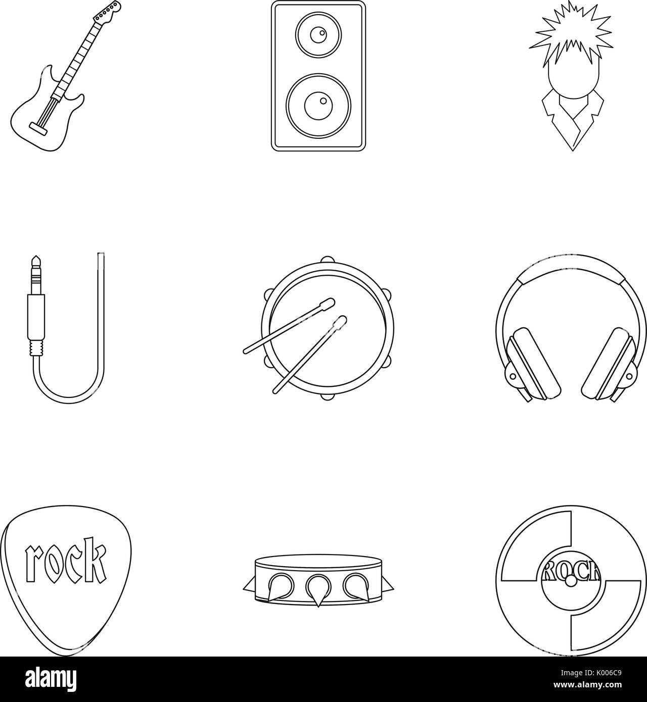 Rock icon set, outline style Stock Vector Image & Art - Alamy