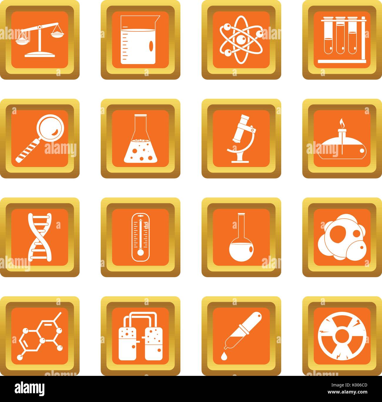 Chemical laboratory icons set orange Stock Vector Image & Art - Alamy
