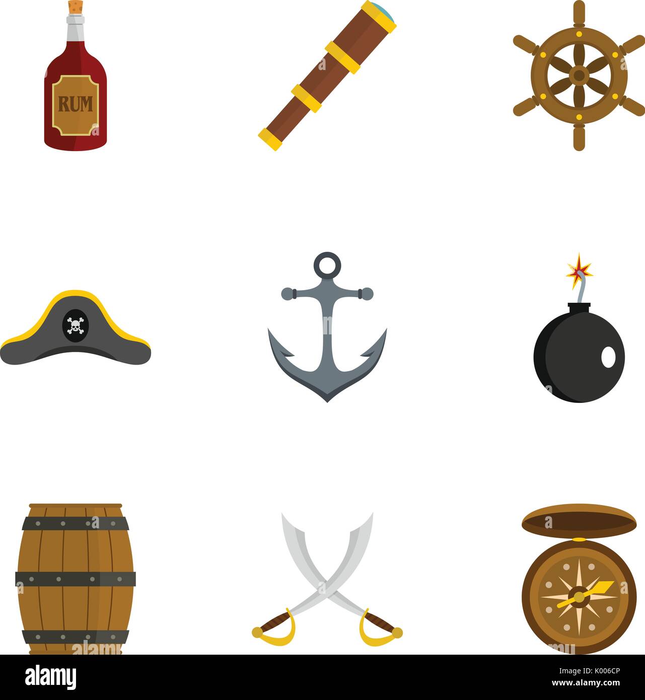 Pirates icon set, flat style Stock Vector Image & Art - Alamy